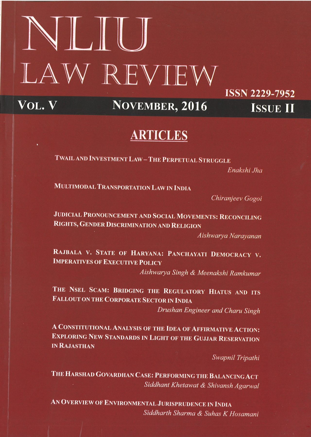 NLIU Law Review | The National Law Institute University Bhopal